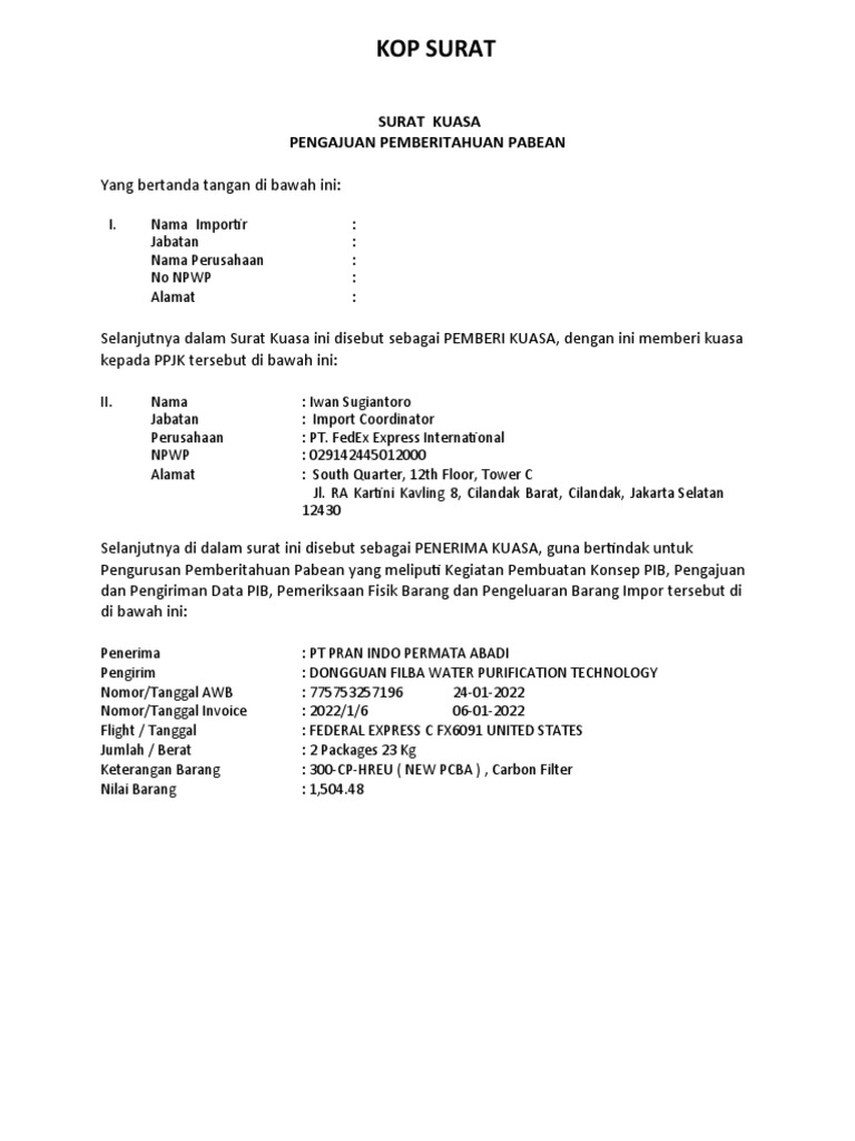 Contoh Poa-Surat Kuasa | PDF