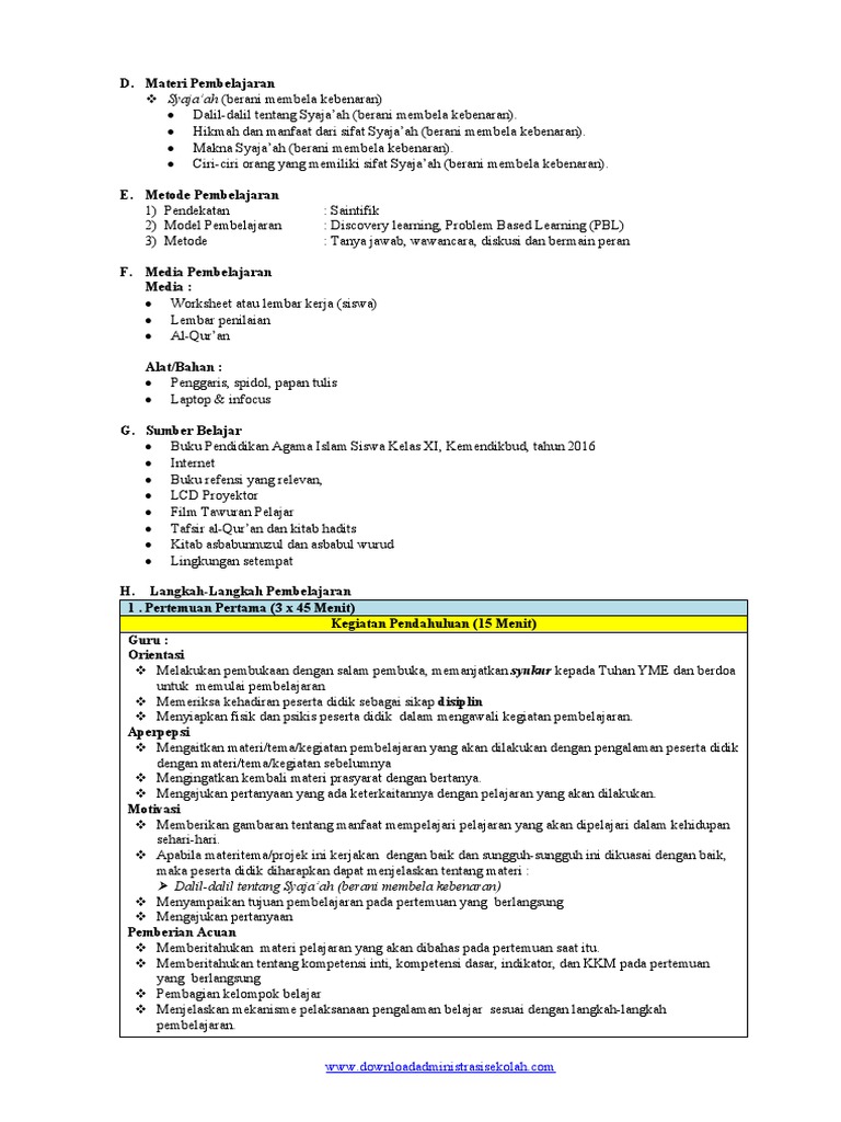 LAMPIRAN RPP PAI Kelas XI Bab 5 | PDF | Kesehatan Holistik | Sains & Matematika