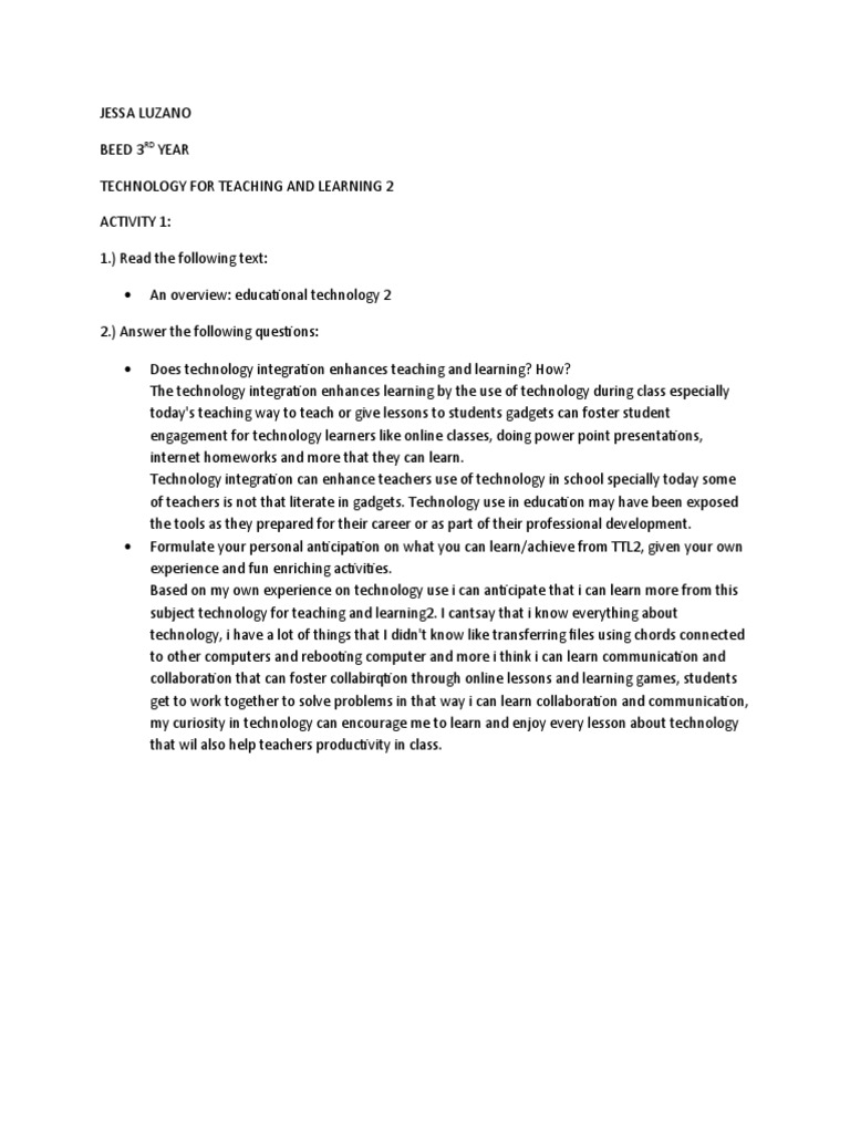 TTL2 1ST Activity | PDF | Career & Growth