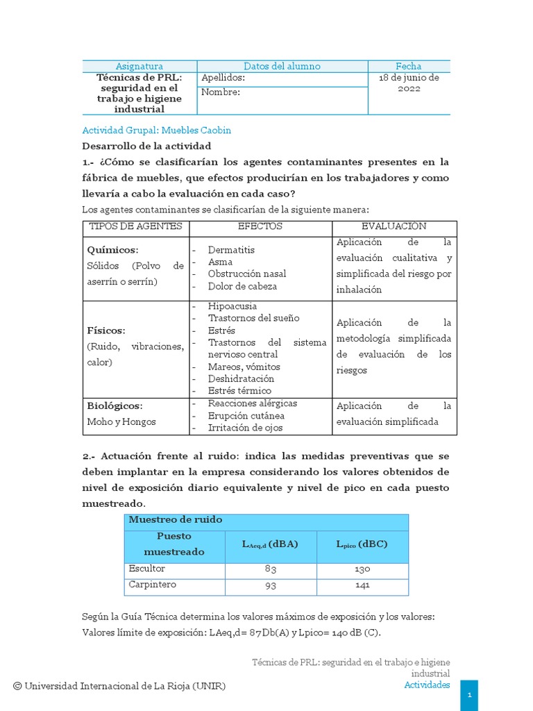 Muebles Caobin | PDF | Higiene Ocupacional | Ciencias de la Salud