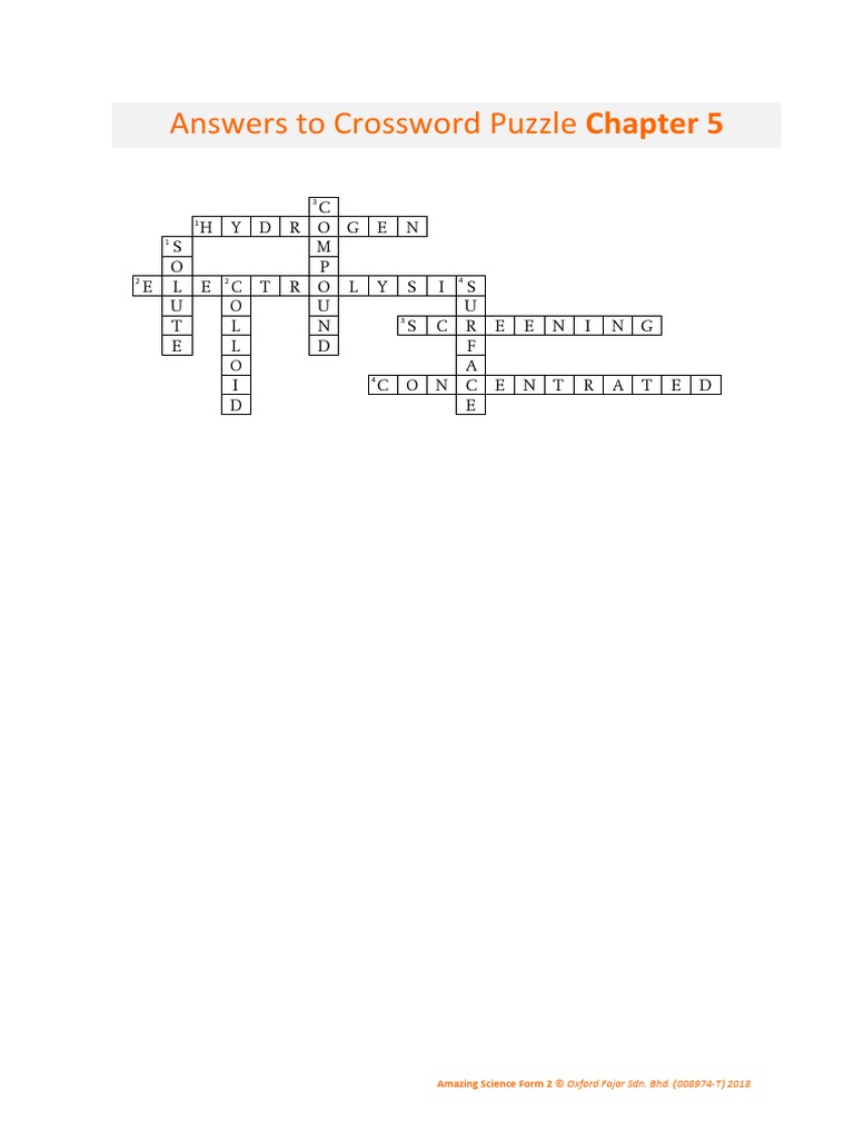 Answers To Crossword Puzzle Chapter 5 | PDF