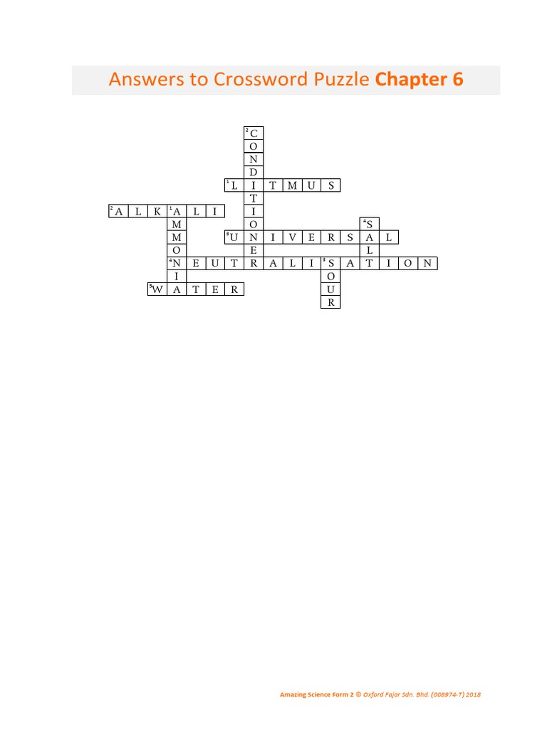 Answers To Crossword Puzzle Chapter 6 | PDF