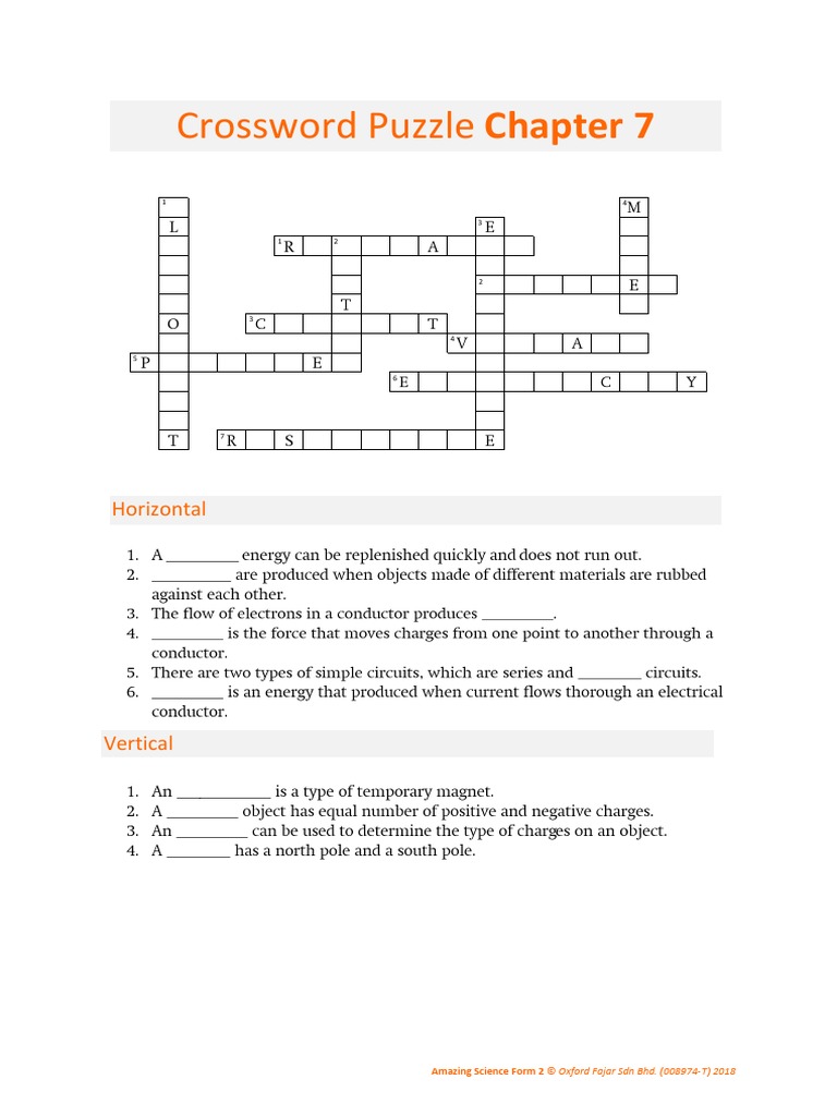 Crossword Puzzle Chapter 7 | PDF