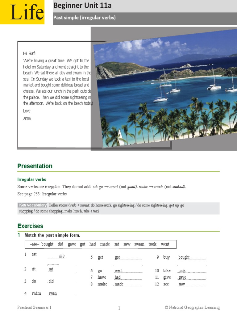 Beginner Unit 11a (2) (2) Resuelto | PDF | Linguistics | Linguistic Morphology