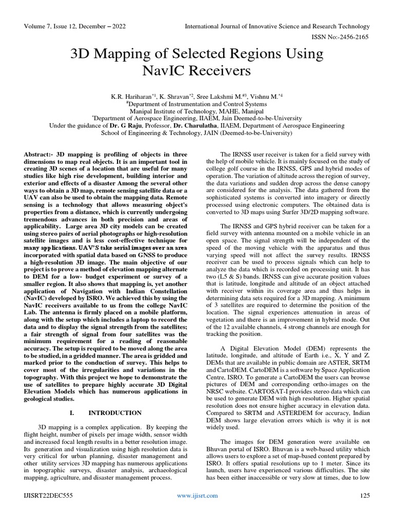 3D Mapping of Selected Regions Using NavIC Receivers | PDF | Surveying ...