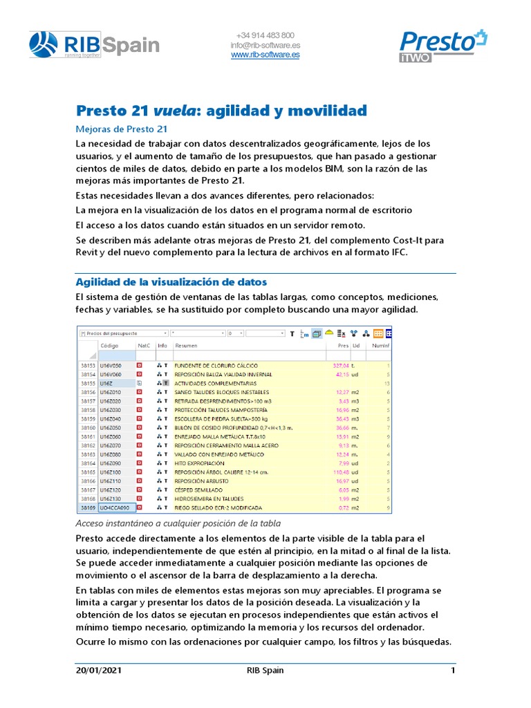 Mejoras de Presto 21, IFC, Cost-It y Plan-It | PDF | Autodesk Revit ...