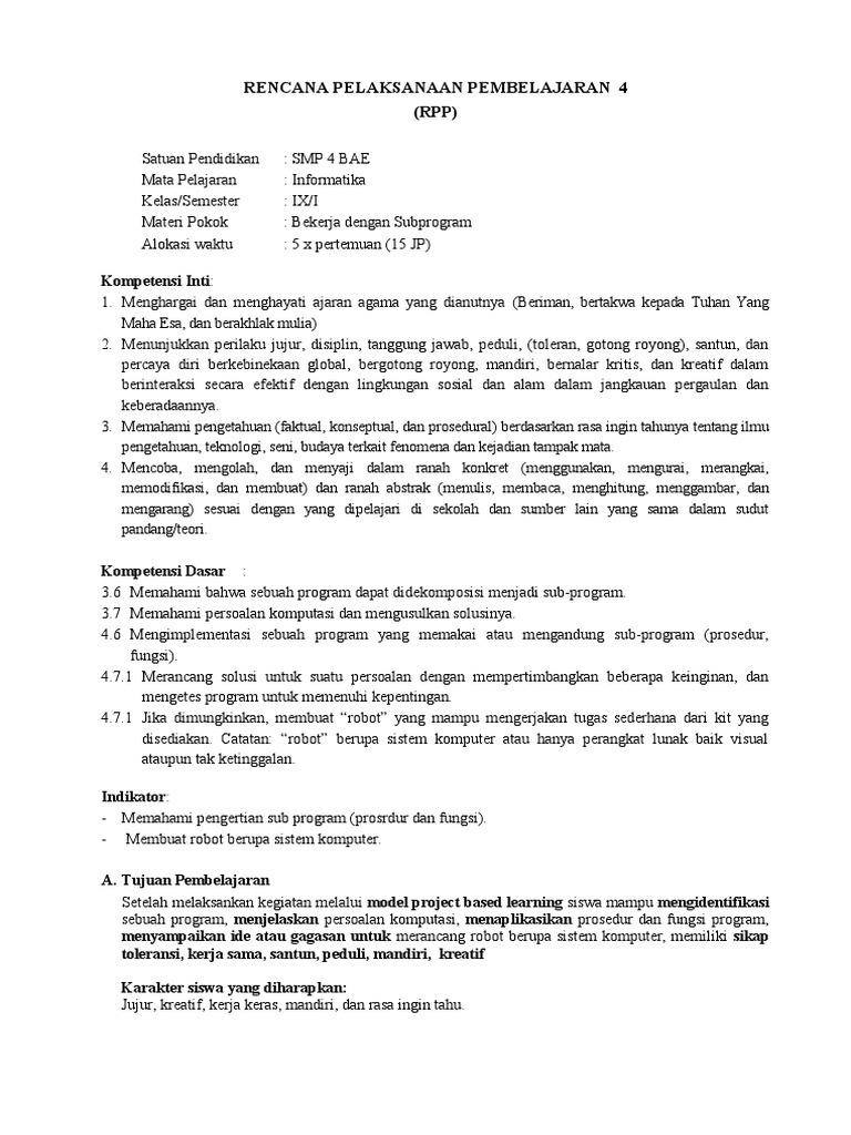 6.4 RPP Bekerja Dengan Subprogram | PDF