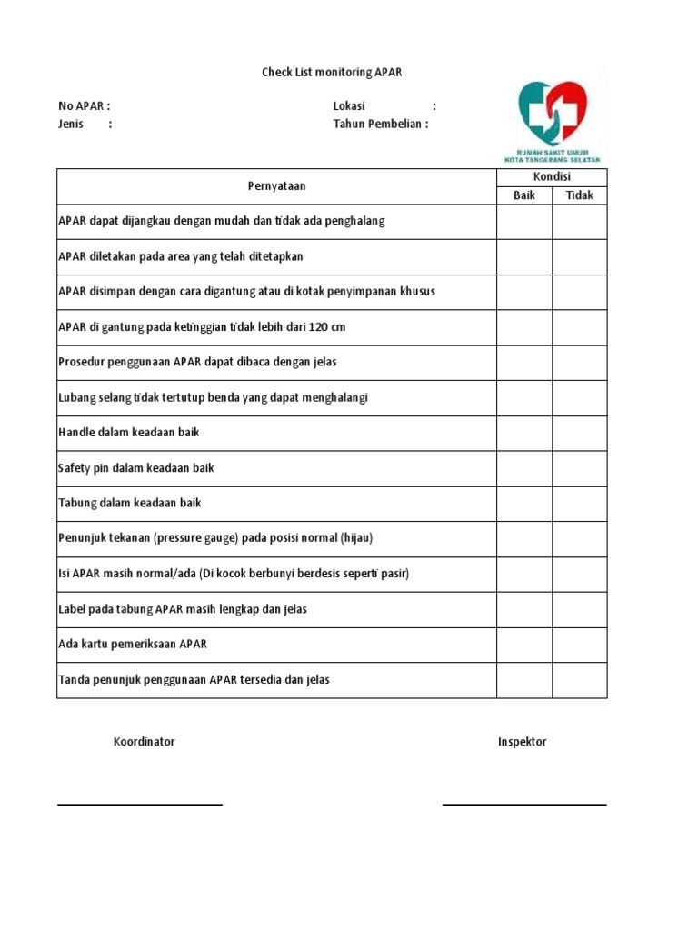 Form Check List APAR | PDF