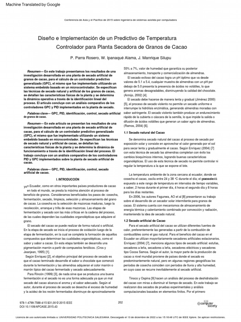Design and Implementation of A Temperature Predictive Controller For A Dryer Plant of Cocoa ...