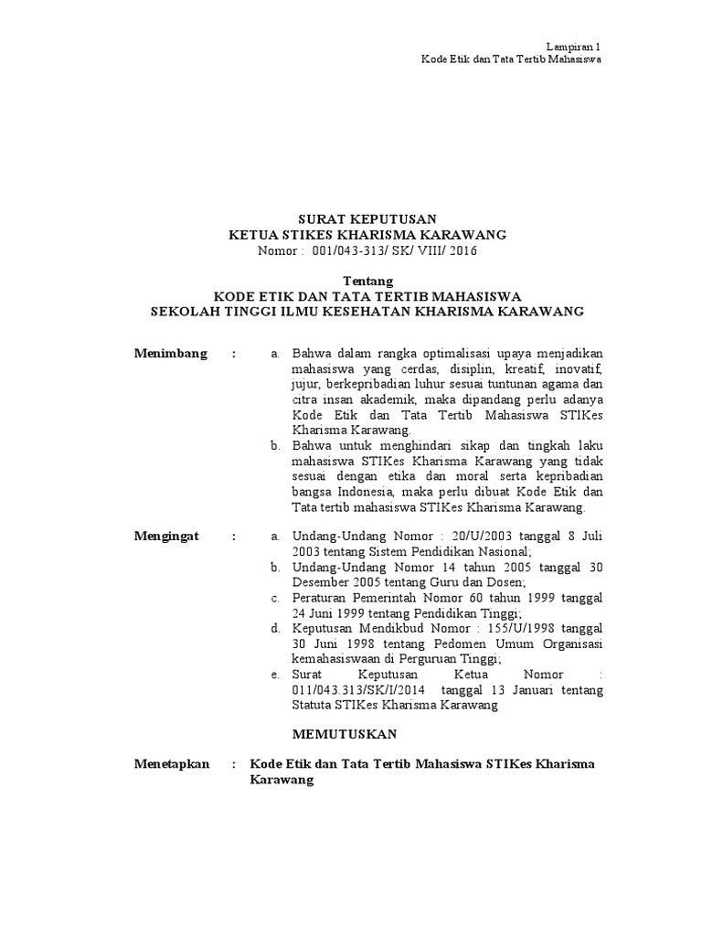 Lampiran 1 Kode Etik & Tata Tertib | PDF Lampiran 1 Kode Etik & Tata Tertib | PDF