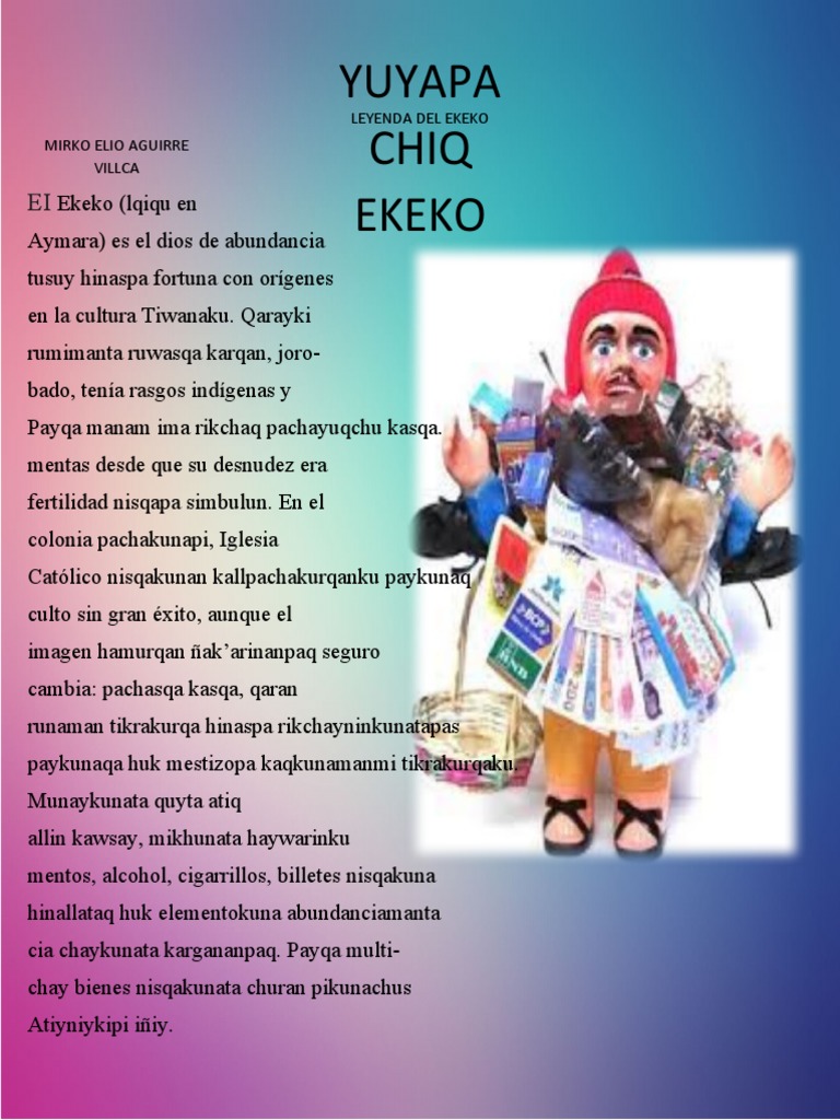 La leyenda del Ekeko, el dios de la abundancia en la cultura Aymara | PDF