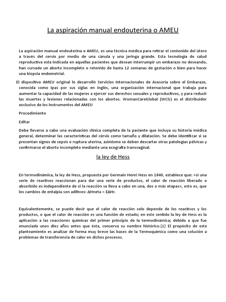 AMEU: Técnica de Salud Reproductiva | PDF