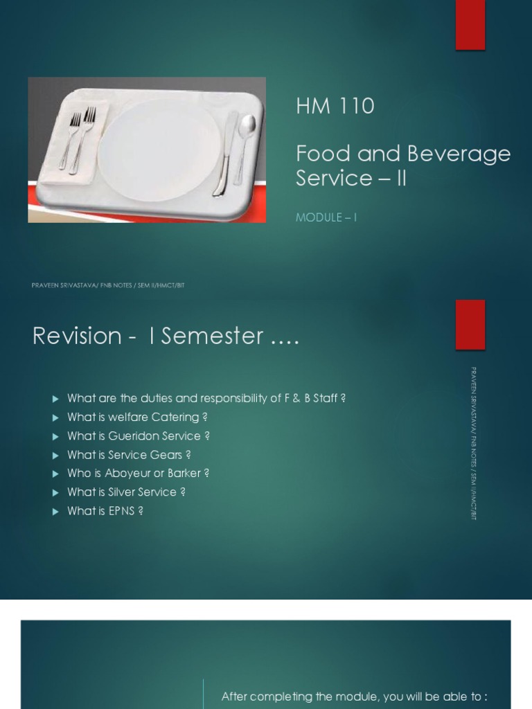 Module I | PDF | Meal | Lunch