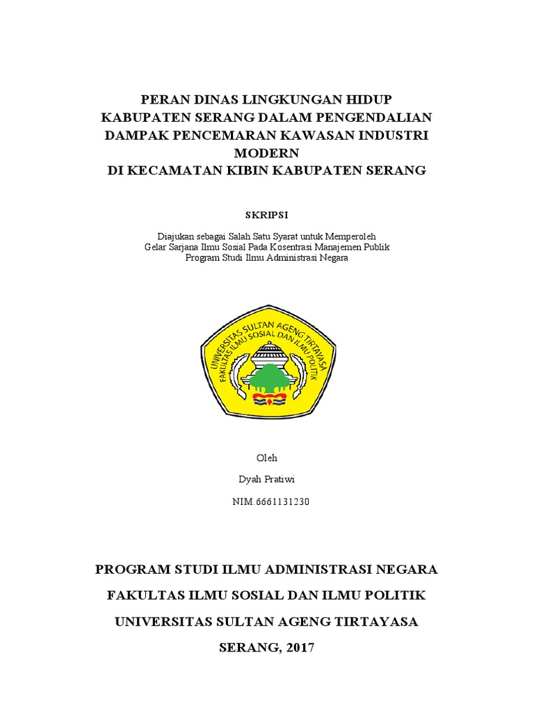 Peran Dinas Lingkungan Hidup Kabupaten Serang Dalam Pengendalian Dampak ... Peran Dinas Lingkungan Hidup Kabupaten Serang Dalam Pengendalian Dampak ...