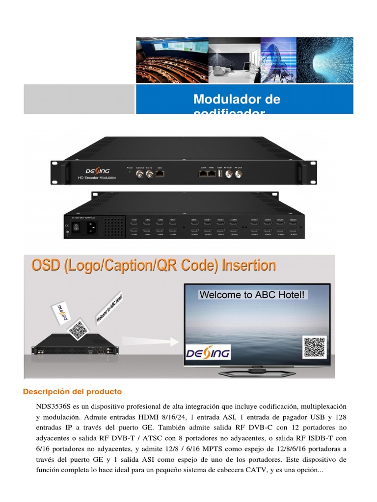 Iec5020021-Nv-3544i-24-16 - Encoder Modulador 24 Hdmi, Video Mpeg 4, Puertos Ip, 16 CH Isdb-T y ...