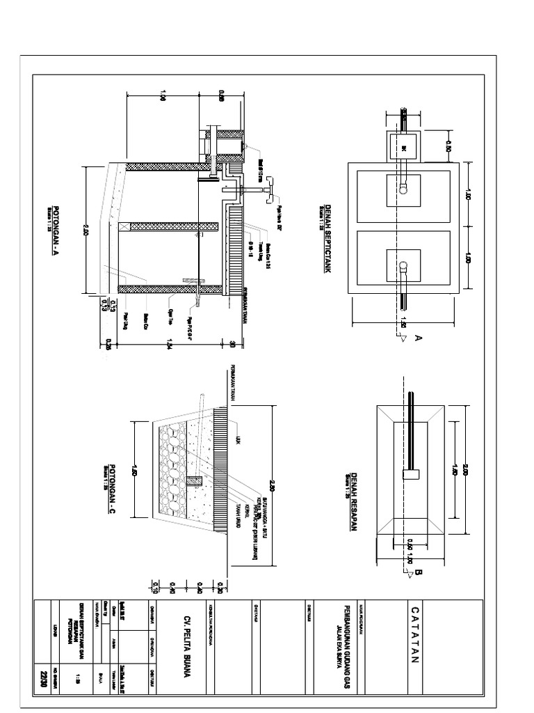 22.denah Septictank Dan Potongan | PDF