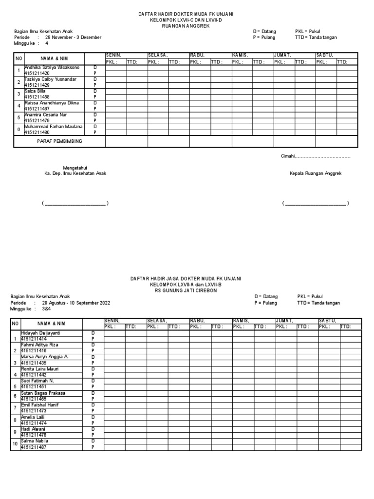 Absensi Tempat Dinas | PDF