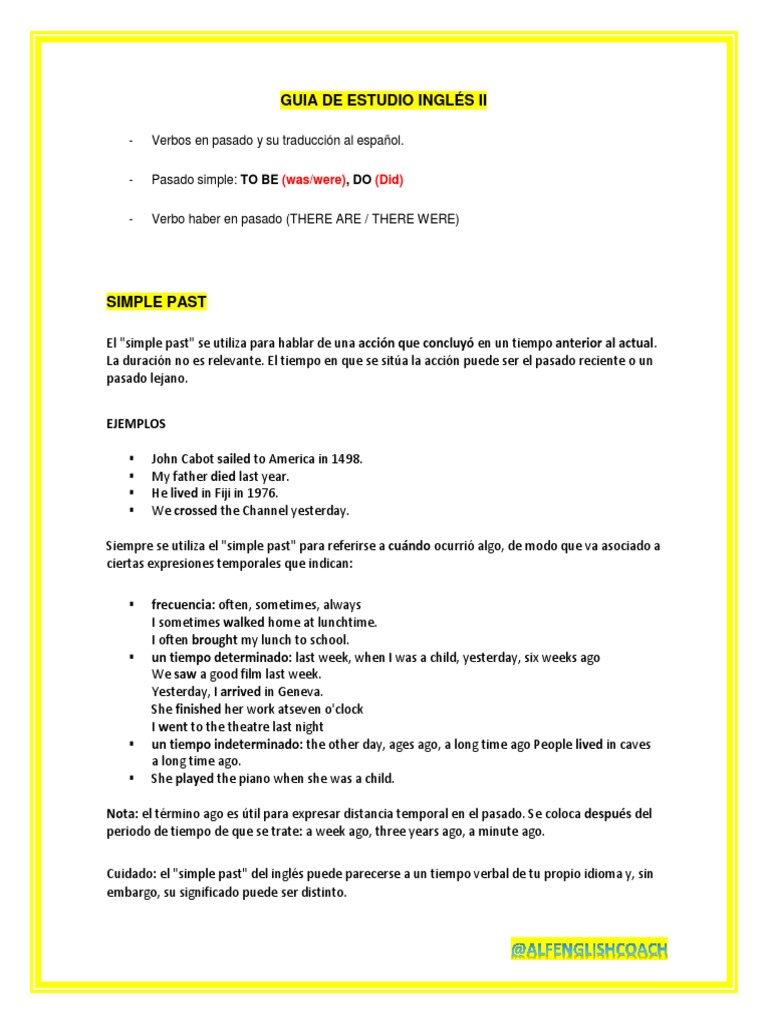 Guia-De-Estudio-Ingles-Simple Past | PDF