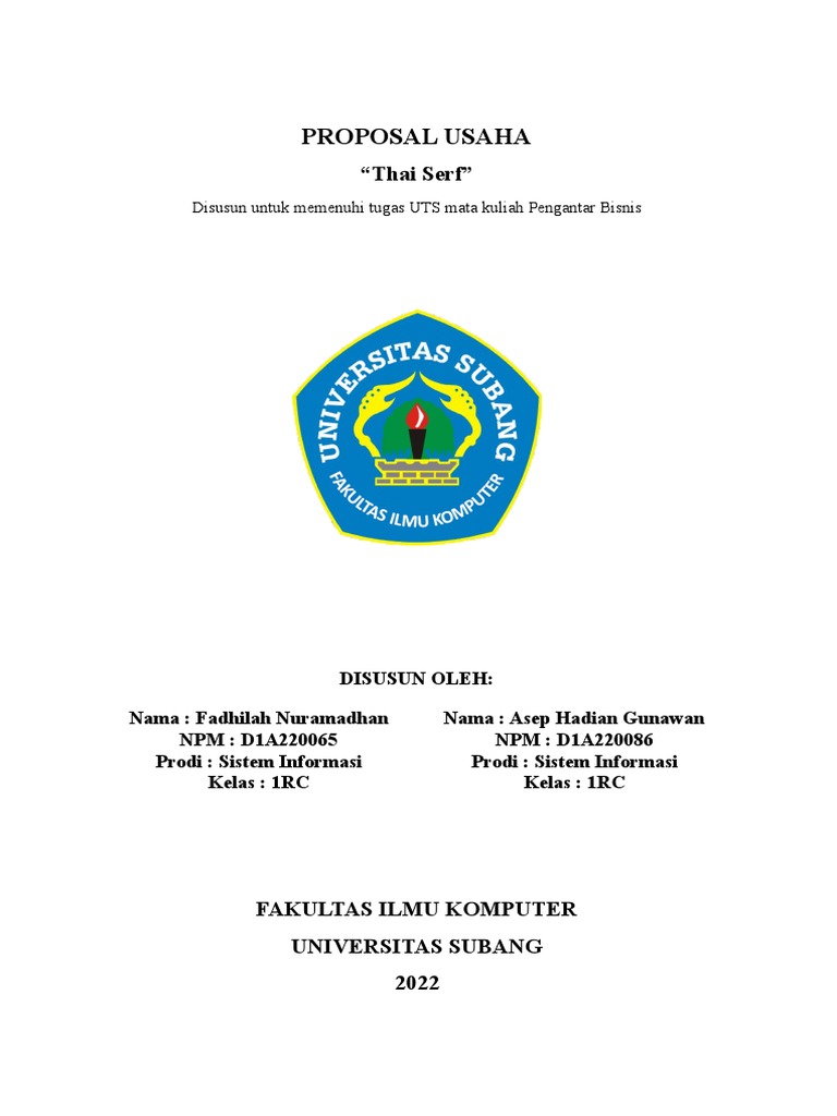 Tugas UTS Pengantar Bisnis - Proposal Perancangan Bisnis | PDF