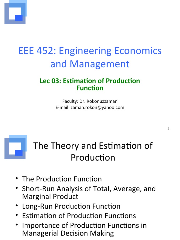 EEE 452 Lec 03 | PDF | Production Function | Long Run And Short Run