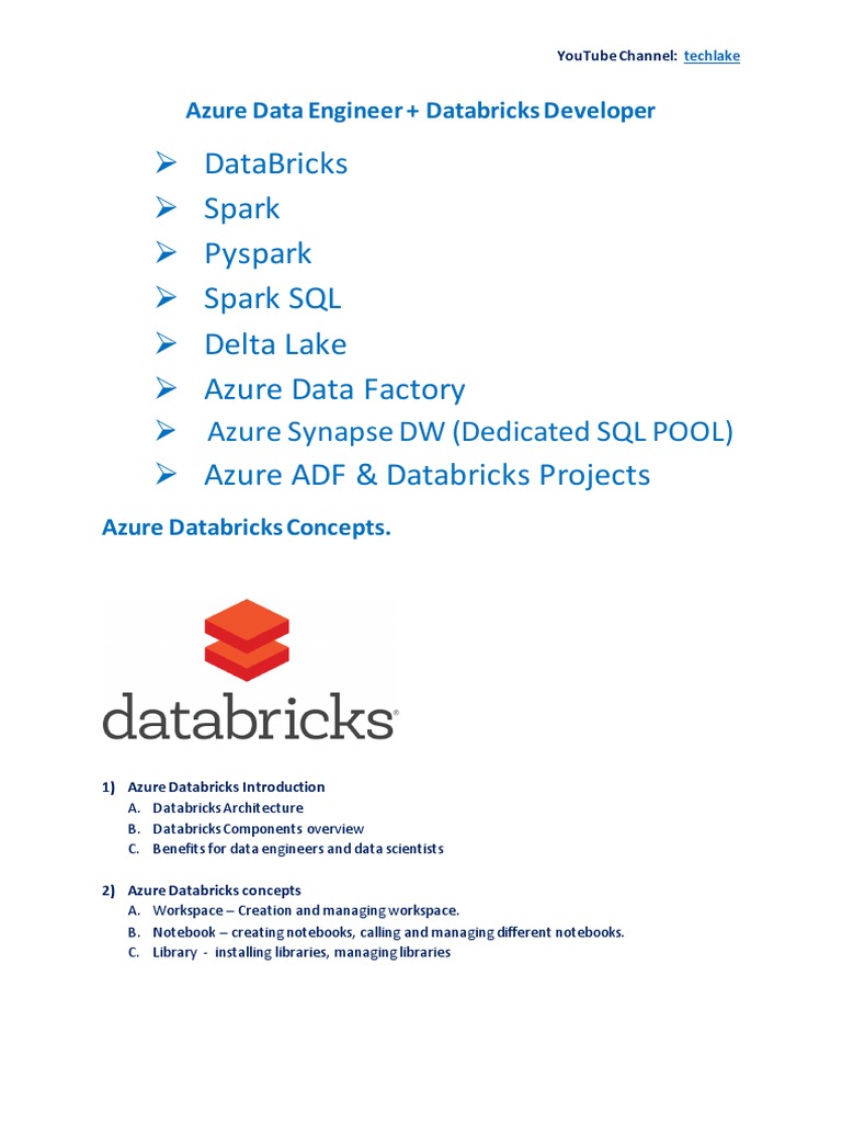 Azure Data Engineer + Databricks Content | PDF | Apache Spark | Databases