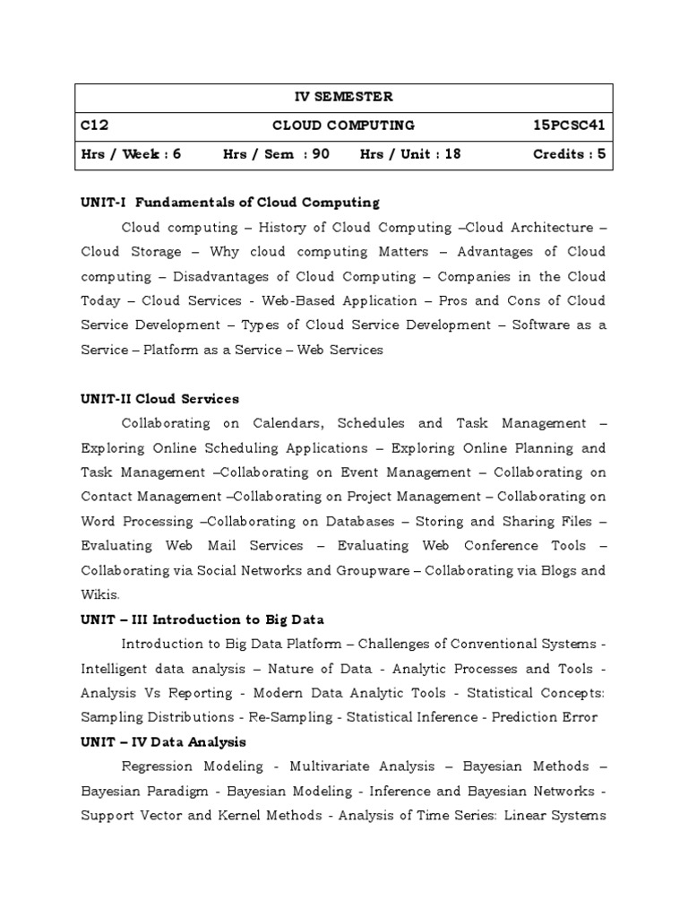 CC Syllabus | PDF | Cloud Computing | Software As A Service