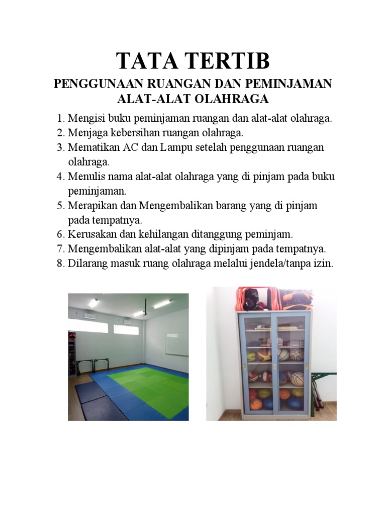 Aturan Peminjaman Ruangan Olahraga | PDF | Olahraga & Rekreasi | Griya ...