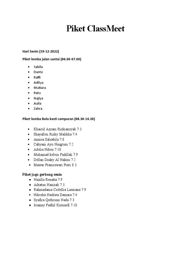 Piket ClassMeet | PDF