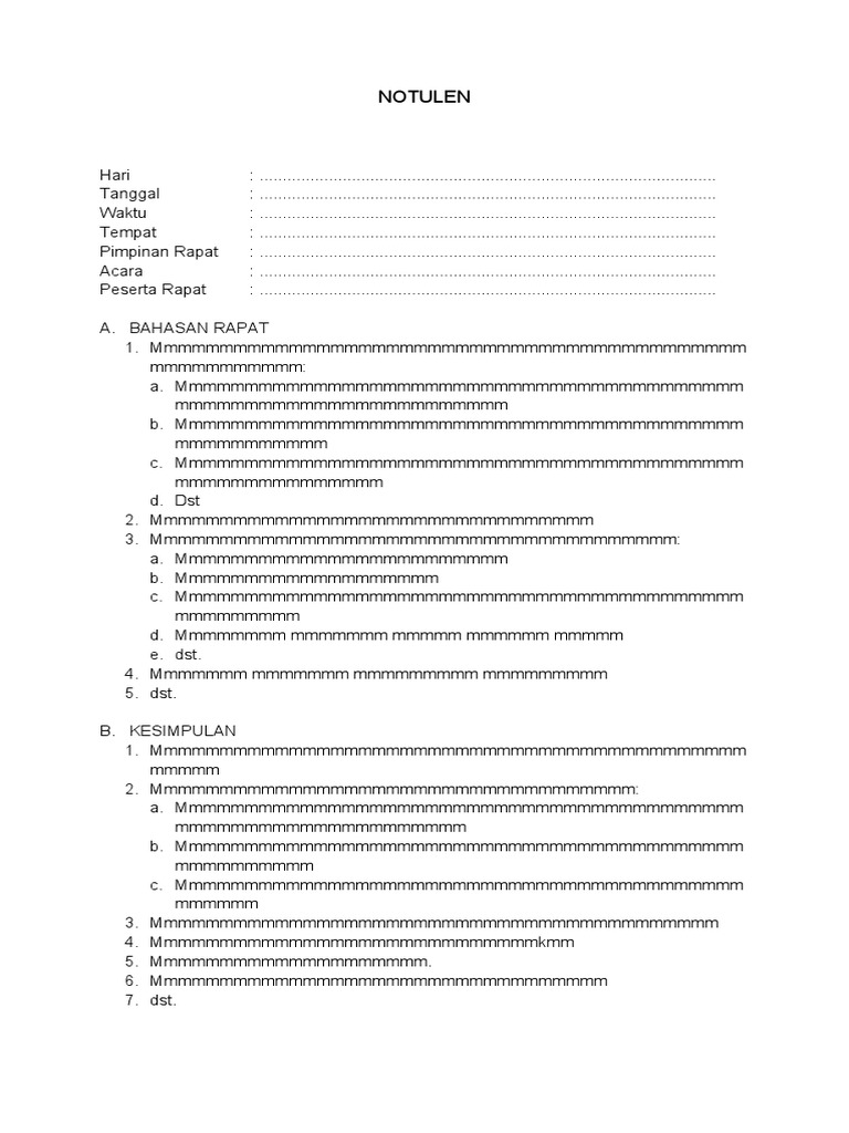 Contoh Format Notulensi Puskesmas Kelurahan | PDF