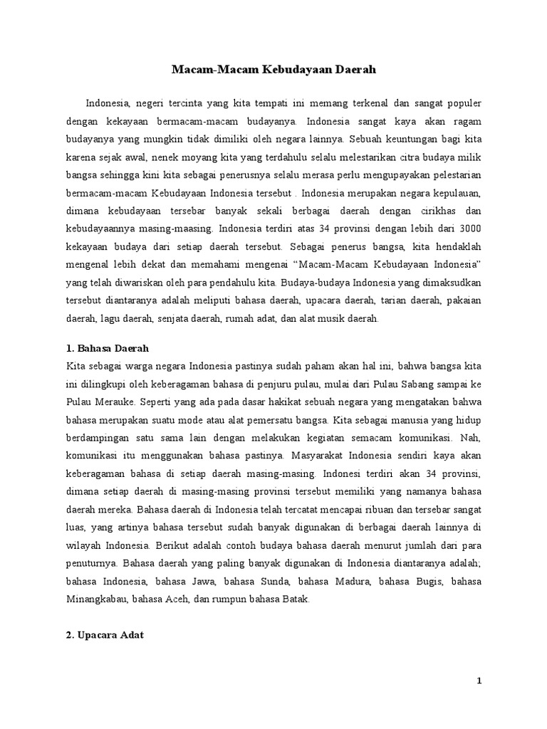 Macam-Macam Kebudayaan Daerah | PDF