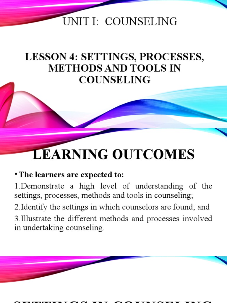 Counseling Settings and Techniques Overview | PDF | Psychotherapy ...