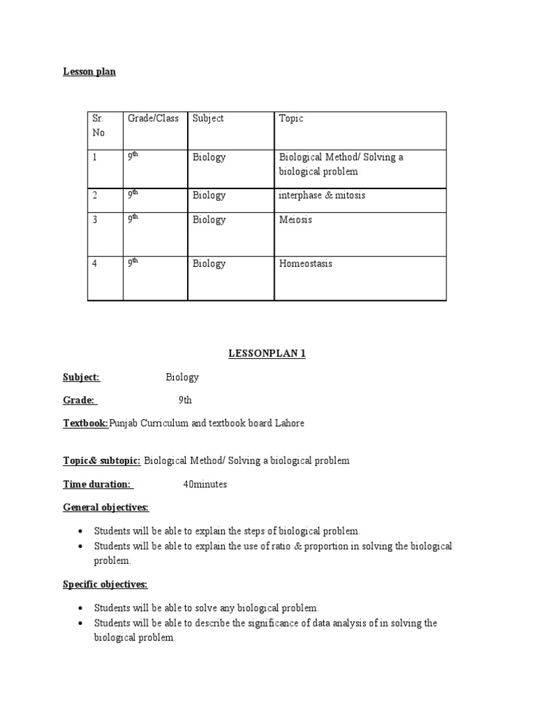 9th Biology Lesson Plan | PDF | Kidney | Urinary System