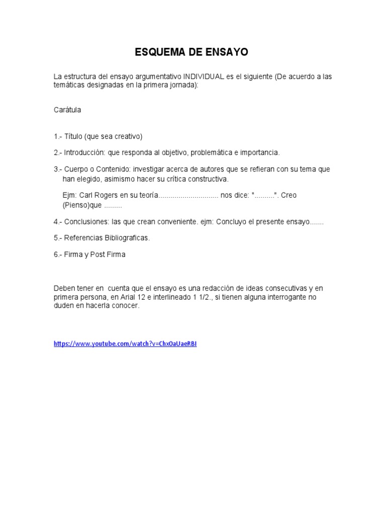 Esquema de Ensayo | PDF