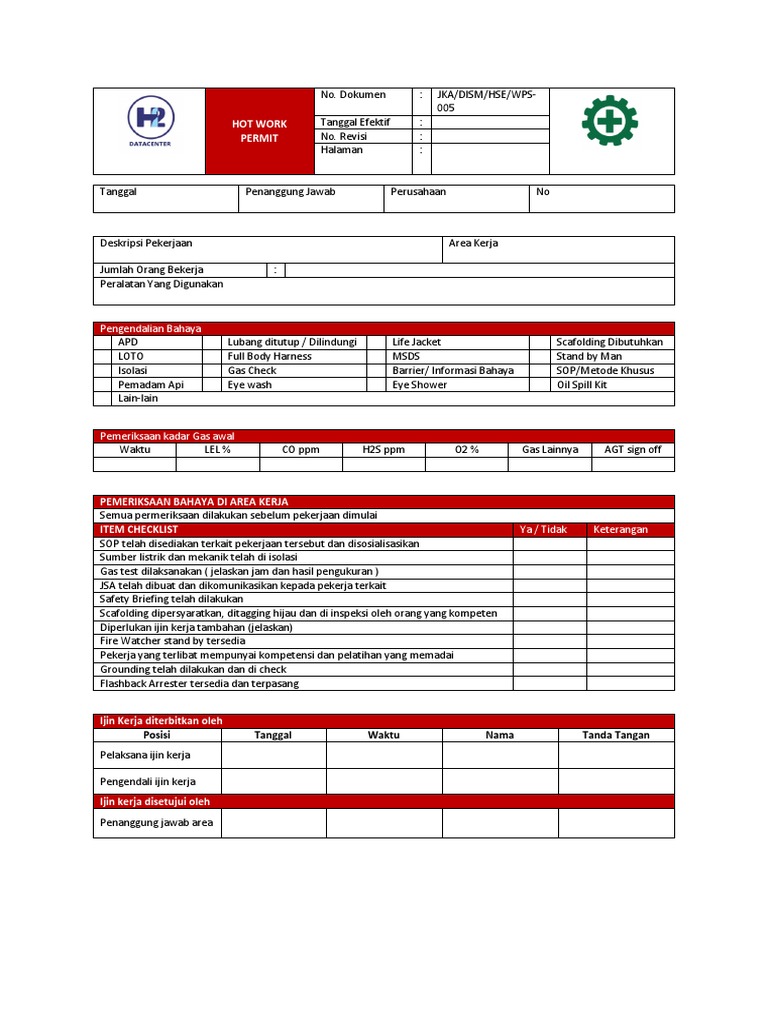 Izin Kerja Panas: Prosedur dan Checklist | PDF