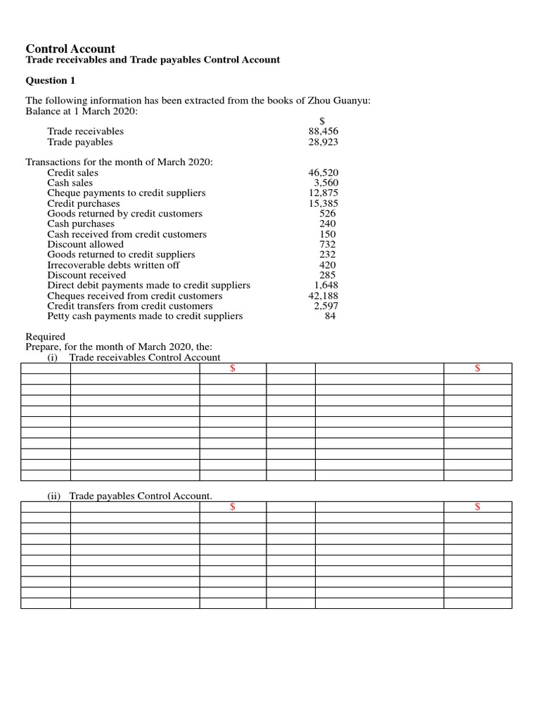LCC-L2 Saturday Class-4 Control Account (S) | PDF | Debits And Credits ...