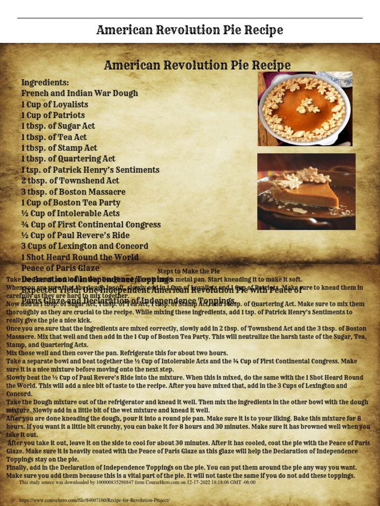 Recipe For Revolution Project | PDF | American Revolution | Dough