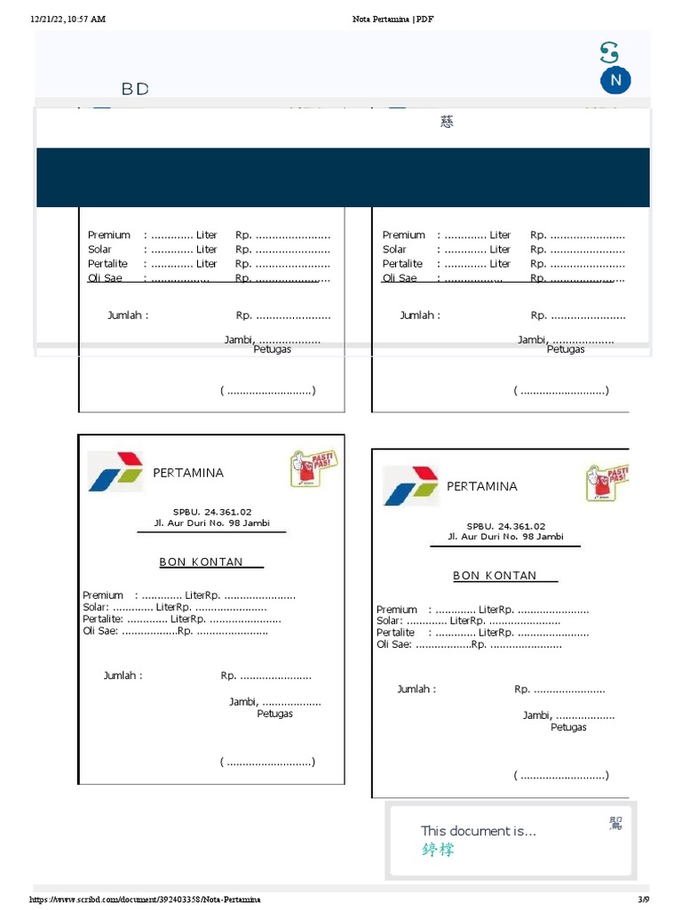 Nota Pertamina - PDF | PDF