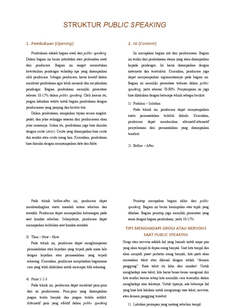 Struktur Public Speaking | PDF