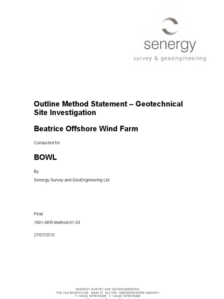 Geotechncial Survey Method Statement | PDF | Borehole | Geotechnical Engineering