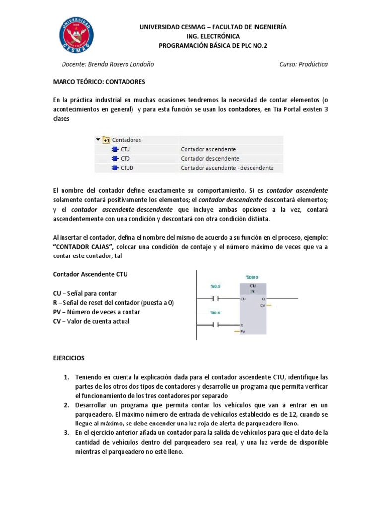 PROGRAMACIÓN BÁSICA PLC - CONTADORES Y MEMORIAS | PDF | Poco | Ciencias ...