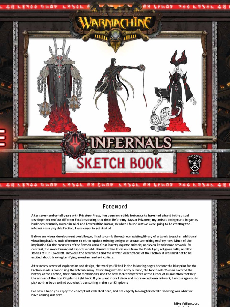 Infernals Sketch Book For WarMachine Oblvion | PDF