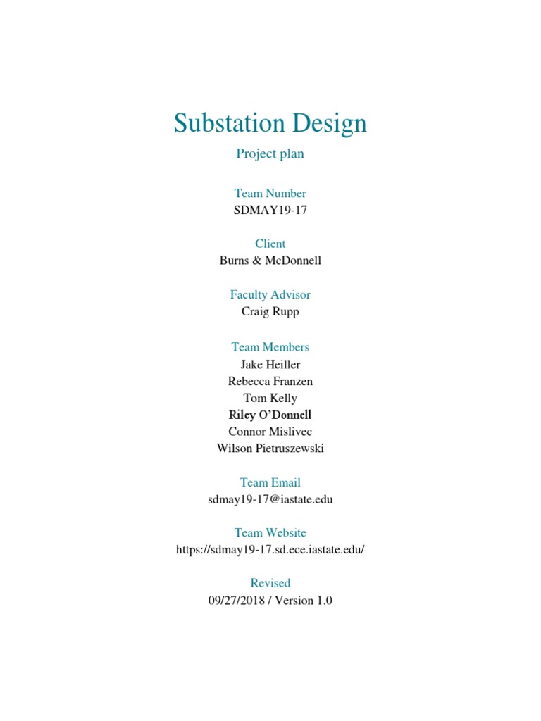 Project Plan Version 1 | PDF | Electrical Substation | Electric Power ...