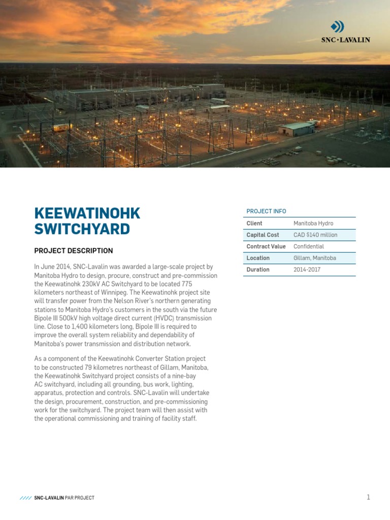 Keewatinohk Switchyard Project Overview | PDF | Electrical Substation | High Voltage Direct Current