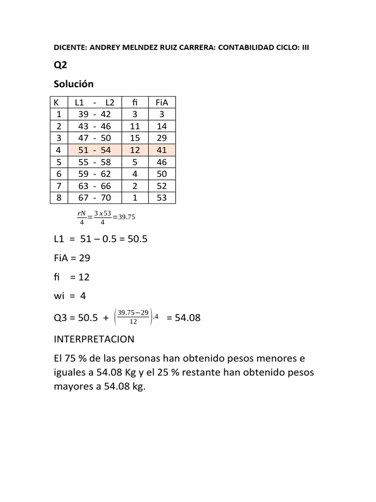 Cuartiles Deciles y Percentiles | PDF