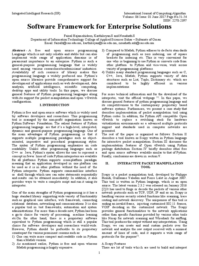 Software Framework For Enterprise Solutions Pdf Python Programming Language Computer