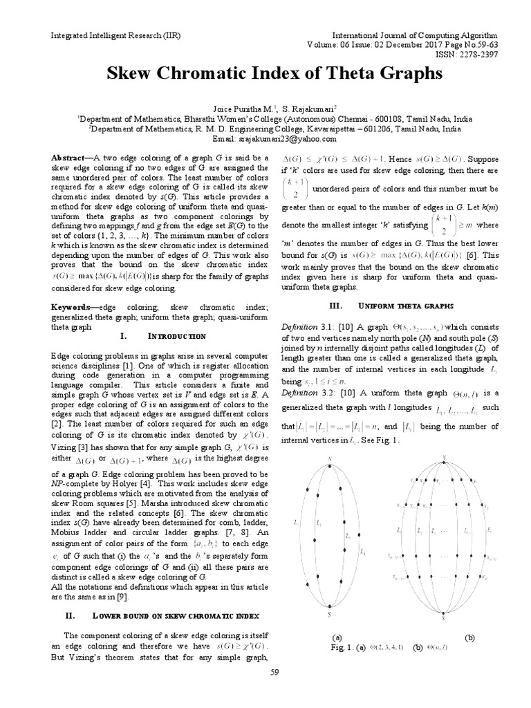 Skew Chromatic Index of Theta Graphs | PDF | Mathematical Concepts | Graph Theory