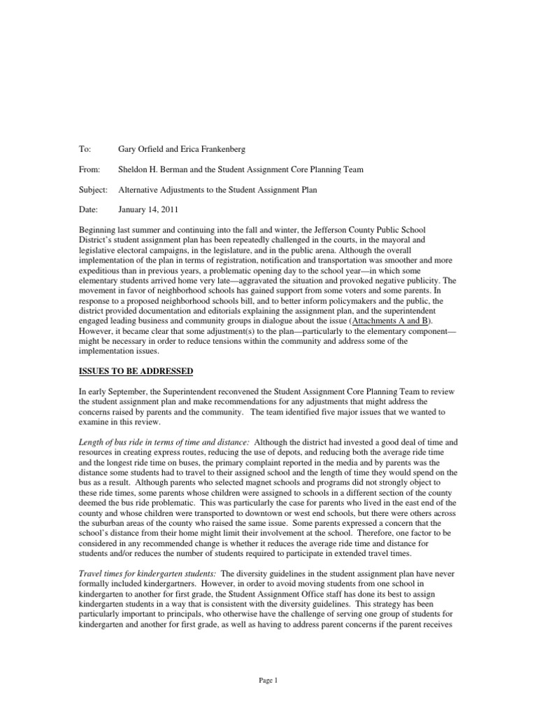 JCPS Student Assignment Plan Adjustments | Download Free PDF | Inclusion (Education) | Kindergarten