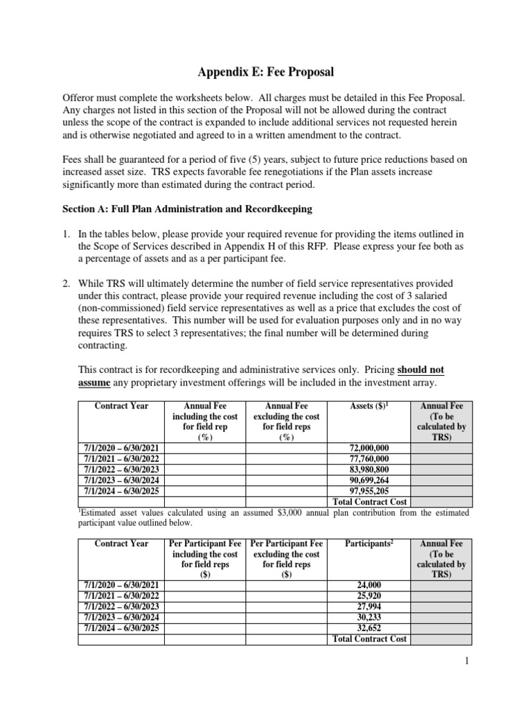 Fee Proposal Tables | PDF | Interest Rates | Interest