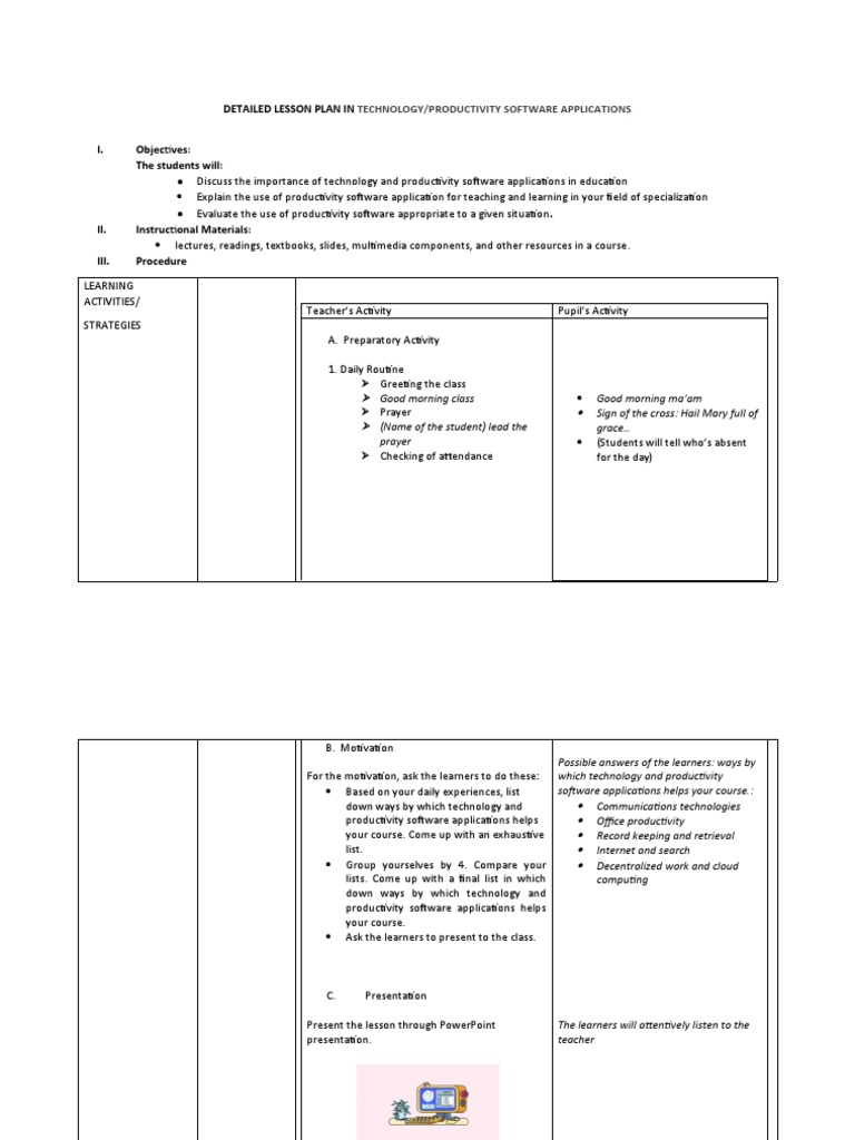 Technology in Lesson Planning | PDF | Spreadsheet | Microsoft Office