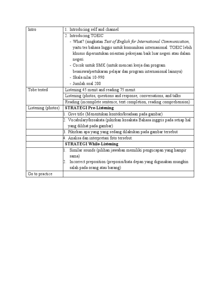 TOEIC PREPARATION | PDF